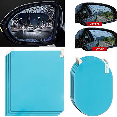 Scorpiuse 8Pcs Car Rear View Mirror Film Waterproof Protective Film Anti Fog Anti Glare Anti Scratch Anti Water Mist HD Mirror Window Film for Cars Blind Spot Safe Driving