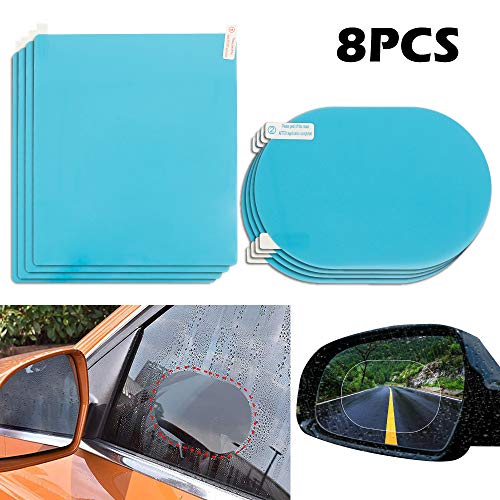 Scorpiuse 8Pcs Car Rear View Mirror Film Waterproof Protective Film Anti Fog Anti Glare Anti Scratch Anti Water Mist HD Mirror Window Film for Cars Blind Spot Safe Driving