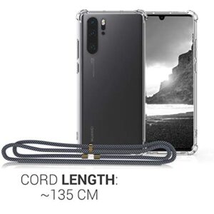 kwmobile Crossbody Case Compatible with Huawei P30 Pro Case - Clear TPU Phone Cover w/Lanyard Cord Strap - Anthracite