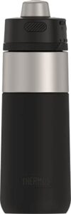 guardian collection by thermos stainless steel hydration bottle 18 ounce, matte steel/espresso black