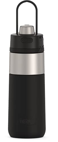 Guardian Collection by THERMOS Stainless Steel Hydration Bottle 18 Ounce, Matte Steel/Espresso Black