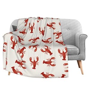 Delerain Red Lobsters Crawfish Flannel Fleece Throw Blanket 50"x60" Living Room/Bedroom/Sofa Couch Warm Soft Bed Blanket for Kids Adults All Season