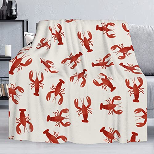 Delerain Red Lobsters Crawfish Flannel Fleece Throw Blanket 50"x60" Living Room/Bedroom/Sofa Couch Warm Soft Bed Blanket for Kids Adults All Season