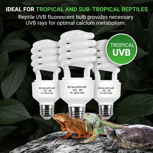 Simple Deluxe 1 Pack 26 Watts Reptile UVB 5.0 Spiral Compact Terrarium Bulb for Rainforest Type Reptiles