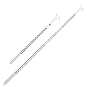 long reach stick with hook christmas light pole telescoping long reach closet pole 45.67" adjustable long reach stick clothes poles extending closet hook pole(off white)