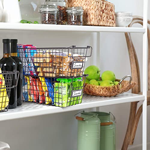 Granrosi Wire Baskets For Storage Pantry Baskets, Set of 2 Wire Storage Baskets, Wire Baskets for Organizing, Large Wire Basket, Kitchen Organization Baskets, Metal Basket for Storage - L - Bronze