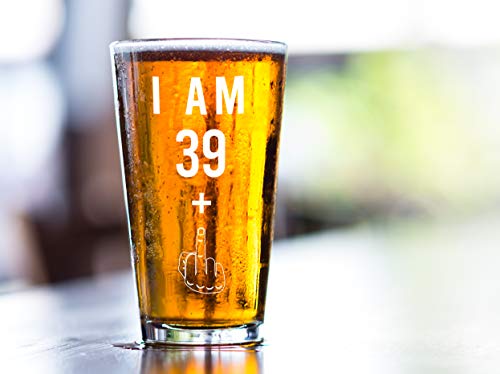 39 + One Middle Finger 40th Birthday Gifts for Men Women Beer Glass – Funny 40 Year Old Presents - 16 oz Pint Glasses Party Decorations Supplies - Craft Beers Gift Ideas for Dad Mom Husband Wife 40 th