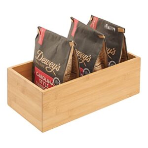 mDesign Bamboo Wood Organizer Storage Bin Box for Kitchen, Pantry, and Drawer Organization; Holder for Snacks, Juice Boxes, Utensils, Tea, Coffee - Echo Collection - 4 Pack - Natural