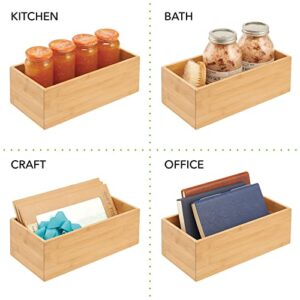 mDesign Bamboo Wood Organizer Storage Bin Box for Kitchen, Pantry, and Drawer Organization; Holder for Snacks, Juice Boxes, Utensils, Tea, Coffee - Echo Collection - 4 Pack - Natural