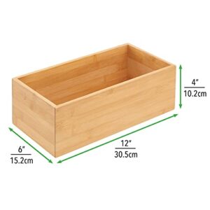 mDesign Bamboo Wood Organizer Storage Bin Box for Kitchen, Pantry, and Drawer Organization; Holder for Snacks, Juice Boxes, Utensils, Tea, Coffee - Echo Collection - 4 Pack - Natural