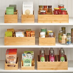 mDesign Bamboo Wood Organizer Storage Bin Box for Kitchen, Pantry, and Drawer Organization; Holder for Snacks, Juice Boxes, Utensils, Tea, Coffee - Echo Collection - 4 Pack - Natural