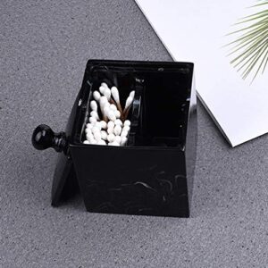 TOPBATHY 2pcs Black Qtip Dispenser Apothecary Jars Bathroom Vanity Q Tip Holder Storage Canister Jar for Cotton Swab Cotton Ball Hair Band Resin Marble Grain