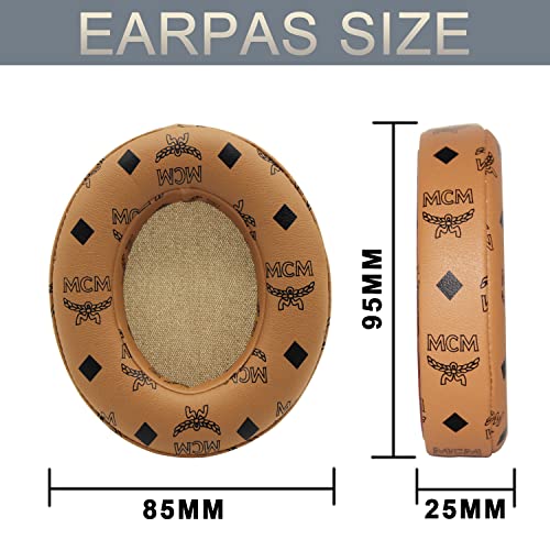 Replacement Ear Pads Protein PU Leather Ear Cushion Compatible with Beats by Dr.Dre Studio 2.0 Studio 3 B0500 B0501 Wired Wireless Over-Ear Headphones (Floral Brown)