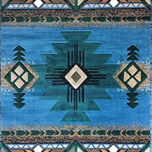 Champion Rugs Southwest Native American Indian Light Blue Area Rug (3 Feet 10 Inch X 5 Feet 2 Inch)