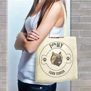 Custom Canvas Tote Shopping Bag I Love Paw My Cairn Terrier Dog Cairn Terrier Reusable Beach Bags for Women Black Design Only