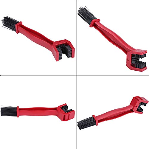 Suuonee Chain Cleaning Brush, Motorcycle Motocross Bike Bicycle Chain Crankset Cleaning Brush Wash Cleaner Tool (Red)