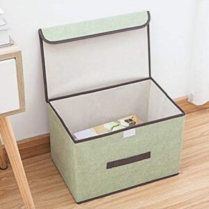 Elonglin Foldable Storage Basket, 2 Pack Lidded Storage Bins with Handle Organize Clothes Toys Book Universal Household Containers for Bedroom Wardrobe Clothes Office Shelf (Green)