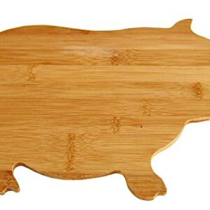 HOME-X Pig-Shaped Bamboo Reversible Cutting Board and Serving Tray, Cheese Board, Kitchen Tray, or Fruit Platter-Natural Color-15 5/8" x 9 1/2" x 5/8"