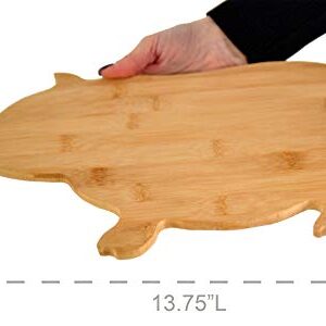 HOME-X Pig-Shaped Bamboo Reversible Cutting Board and Serving Tray, Cheese Board, Kitchen Tray, or Fruit Platter-Natural Color-15 5/8" x 9 1/2" x 5/8"