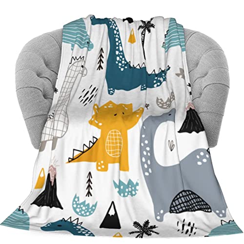 Delerain Cute Animals Dinosaur Soft Throw Blanket 40"x50" Lightweight Flannel Fleece Blanket for Couch Bed Sofa Travelling Camping for Kids Adults