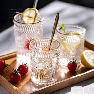 Kingrol 6 Pack 9 oz Romantic Water Glasses, Premium Drinking Glasses Tumblers, Vintage Glassware Set for Juice, Beverages, Beer, Cocktail