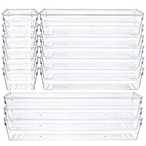 kingrol 15 pieces clear drawer organizers, drawer divider storage bins, desk storage box set for kitchen utensils bedroom makeup vanities jewelries office & craft supplies