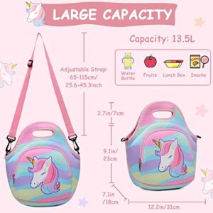 Unicorn Lunch Bag for Girls, Chasechic Insulated Kids Lunch Box Lightweight Neoprene Tote Bag for Teens with Detachable Adjustable Shoulder Strap for Back to School