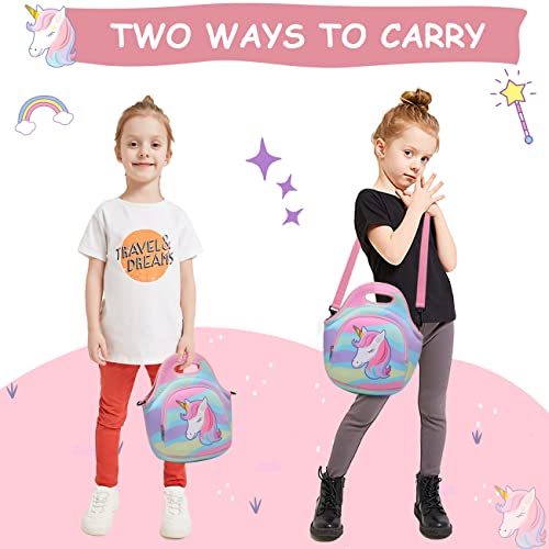 Unicorn Lunch Bag for Girls, Chasechic Insulated Kids Lunch Box Lightweight Neoprene Tote Bag for Teens with Detachable Adjustable Shoulder Strap for Back to School