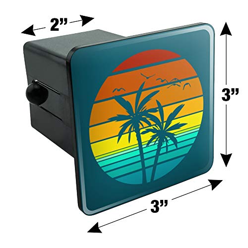 Sunset with Palm Trees Graphic Tow Trailer Hitch Cover Plug Insert