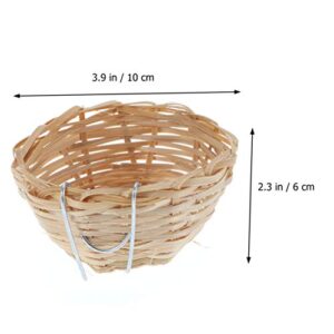 POPETPOP 3Pcs Natural Bamboo Handmade Bird Nest with Hook - Bird House for Resting Feeding Breeding - Bird Cage Accessories for Parakeets Parrots and Small Animals