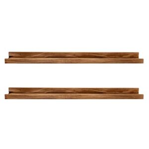 azsky rustic wood floating shelves for nursery books long wall bookshelf photo picture ledge shelf with lip wall shelf for kids bedroom bathroom living room office frames 36 inches set of 2