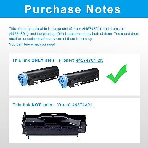 LCL Compatible Toner Cartridge Replacement for OKI B411 B431 44574701 4000 Pages B411D B411DN B431D B431DN MB491 MB461 MB471 MB471W (2-Pack Black)