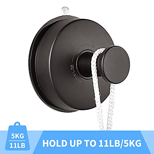 JOMOLA 2PCS Stainless Steel Suction Cup Hook Bathroom Towel Holder Utility Shower Hooks Hanger for Towel Storage Kitchen Utensil Vacuum Suction Cup Hooks, Matte Black