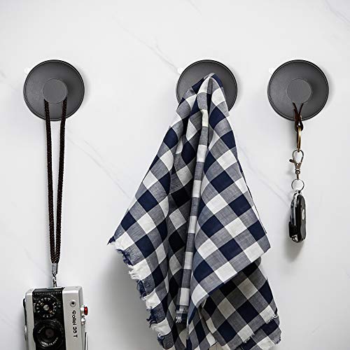 JOMOLA 2PCS Stainless Steel Suction Cup Hook Bathroom Towel Holder Utility Shower Hooks Hanger for Towel Storage Kitchen Utensil Vacuum Suction Cup Hooks, Matte Black