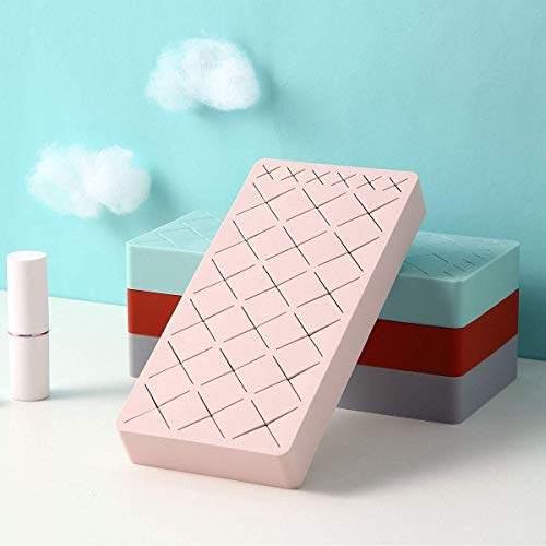 Emoly Silicone Lipstick Holder, Premium Cosmetic Organizer for Brush Lip Eye Makeup Pencil Bottles, 24 Square Makeup Display Case (Pink)