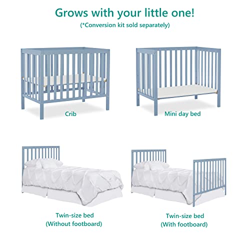 Dream On Me, Edgewood 4-in-1 Convertible Mini Crib, Dusty Blue