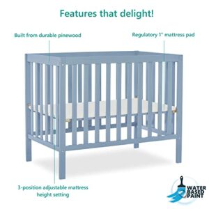 Dream On Me, Edgewood 4-in-1 Convertible Mini Crib, Dusty Blue