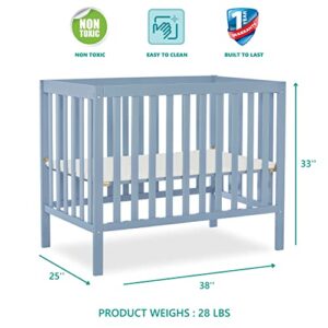 Dream On Me, Edgewood 4-in-1 Convertible Mini Crib, Dusty Blue