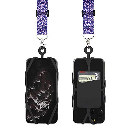 Gear Beast Cell Phone Lanyard - Universal Mobile Phone Lanyard with Case Holder,Card Pocket,Soft Neck Strap,and Adjustable Clip - Compatible with iPhone,Galaxy & Most Smartphones - Cherry Blossom