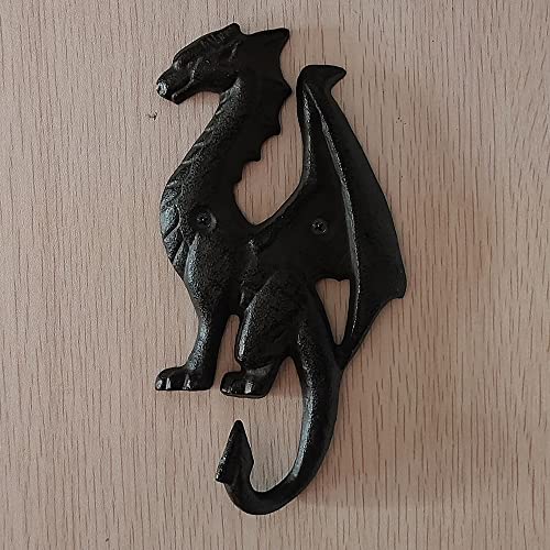 PlayDo Dragon Vintage Cast Iron Hooks Hangers for Wall Hanging Key Coats Towel (Dragon-2)