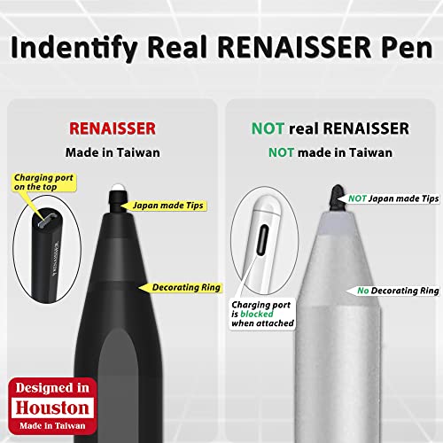 RENAISSER Raphael 520 Stylus for Surface, Designed in Houston, Made in Taiwan, 4096 Pressure Sensitivity, Compatible with New Surface Pro 9 & Pro 8/Laptop 5, Rechargeable