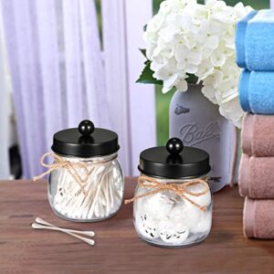 Mason Jar Apothecary Storage Lids - Jars NOT Included - Bathroom Accessory Lids for Modern Farmhouse Bathroom Decor - Rustproof Stainless Steel Lid with Waterproof Stickers / 2-Pack (Black)