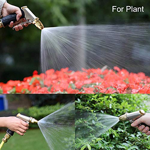 FANHAO Garden Hose Nozzle, 100% Heavy Duty Metal Spray Nozzle High Pressure Water Nozzle with 4 Patterns for Watering Garden, Washing Cars and Showering Pets - Full Brass Nozzle + ABS Non-Slip Grip