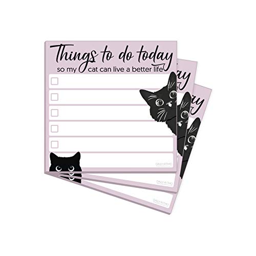 Mini Cat Funny to Do List Sticky Notes | Things to Do Today So My Can Can Live a Better Life | Cat Lover Gift | 3x3" inches, 3-Pack by DAILY RITMO