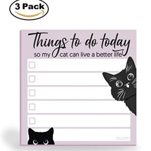 Mini Cat Funny to Do List Sticky Notes | Things to Do Today So My Can Can Live a Better Life | Cat Lover Gift | 3x3" inches, 3-Pack by DAILY RITMO