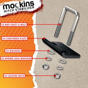 Mockins Anti Rattle Hitch Tightener 2 inch & 1.25 | Steel Trailer Hitch Stabilizer | Rust-Proof Tow Hitch Rattle Stopper for Wobble-Free Stable Ride | Universal Fit 2- Inch Receiver Hitch Accessories