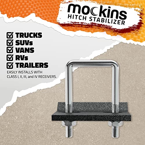 Mockins Anti Rattle Hitch Tightener 2 inch & 1.25 | Steel Trailer Hitch Stabilizer | Rust-Proof Tow Hitch Rattle Stopper for Wobble-Free Stable Ride | Universal Fit 2- Inch Receiver Hitch Accessories