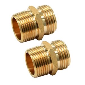 geshaten 3/4” ght male x 3/4” npt male connector, brass garden hose fitting, adapter, industrial metal brass garden hose to pipe fittings connect (2 pack)