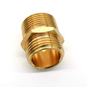 GESHATEN 3/4” GHT Male x 3/4” NPT Male Connector, Brass Garden Hose Fitting, Adapter, Industrial Metal Brass Garden Hose to Pipe Fittings Connect (2 Pack)