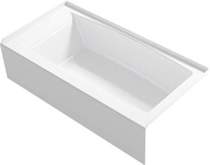 kohler k-26109-ra-0 entity 60-inch x 30-inch alcove bath with integral apron, integral flange and right hand drain, white